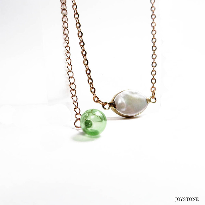 Oval Mother of Pearl Diffuser Choker Clavicle Y-Necklace Double Wrap ...
